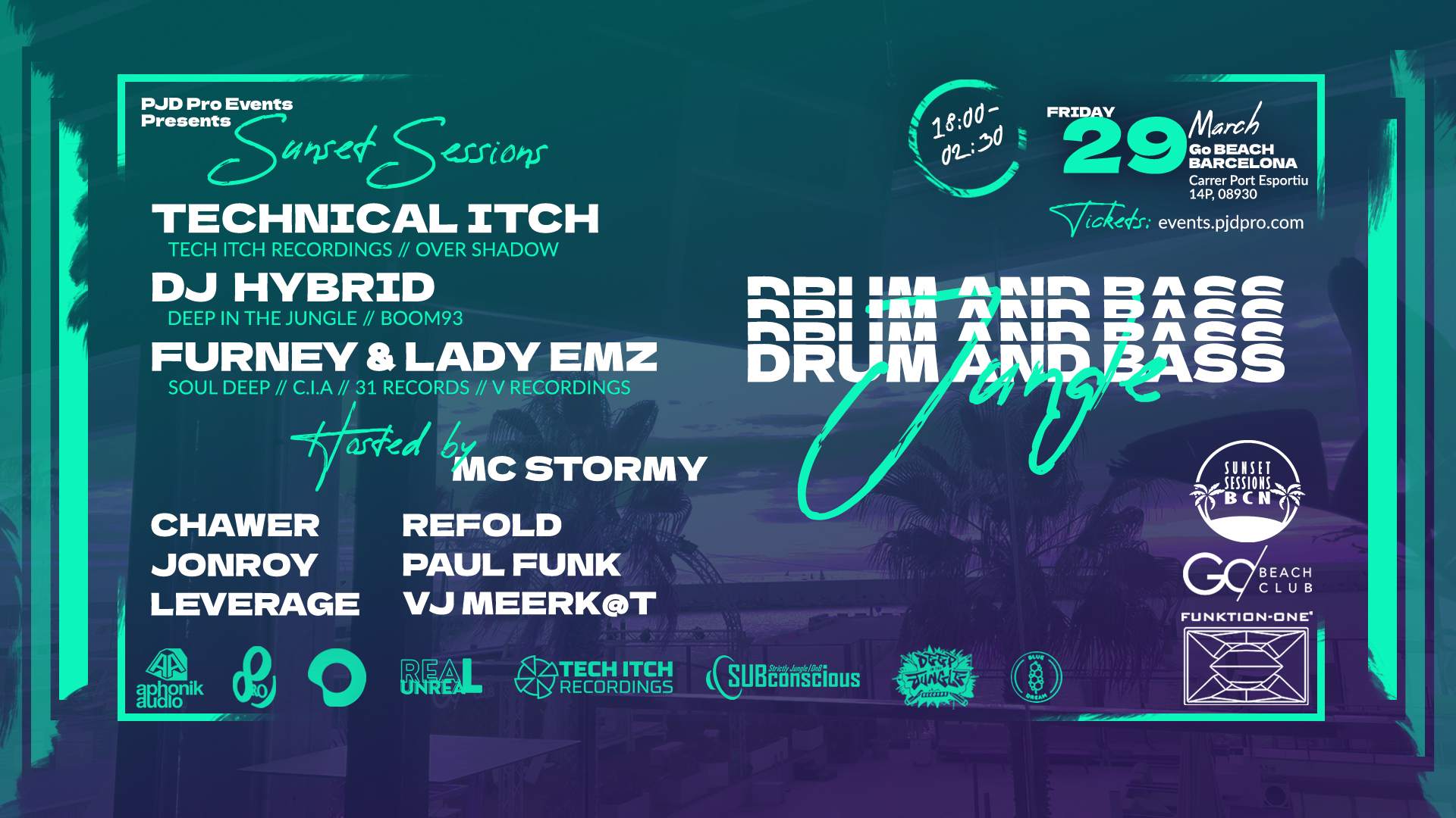 SUNSET SESSIONS // DNB SHOWCASE - Technical Itch - DJ Hybrid - Furney ...