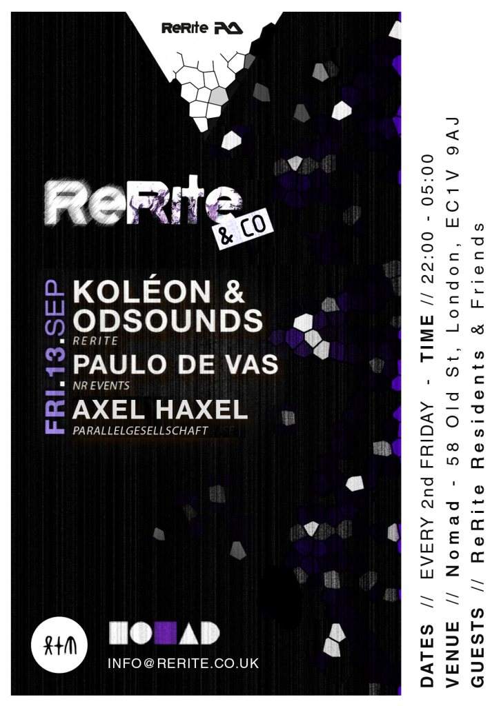 Rerite & Co presents: Koleon & Odsounds, Paulo de Vas and Axel Haxel en ...