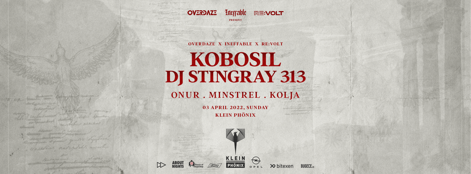 Overdaze, Ineffable & RE:VOLT present Kobosil + DJ Stingray 313 at ...