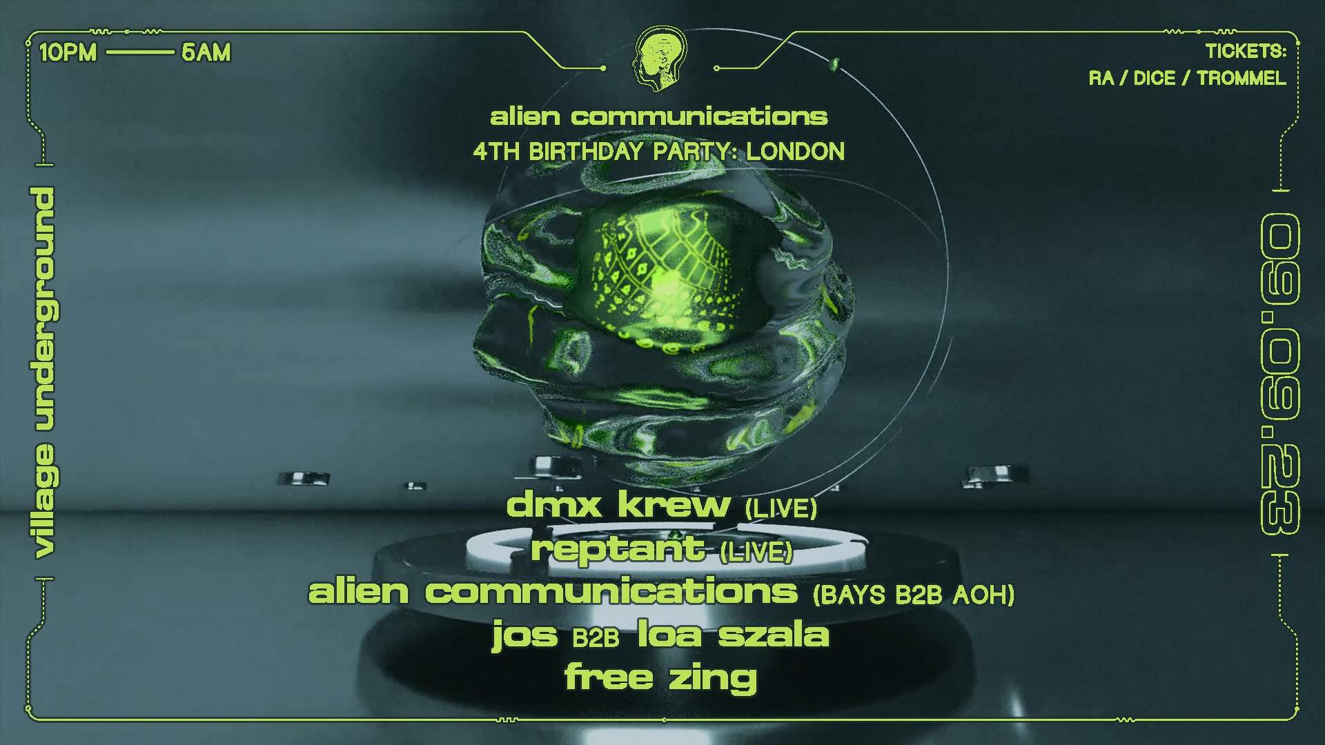 AC 4th Birthday: DMX Krew live, Reptant live, Alien Communications, Jos & Loa Szala, Free Zing ...