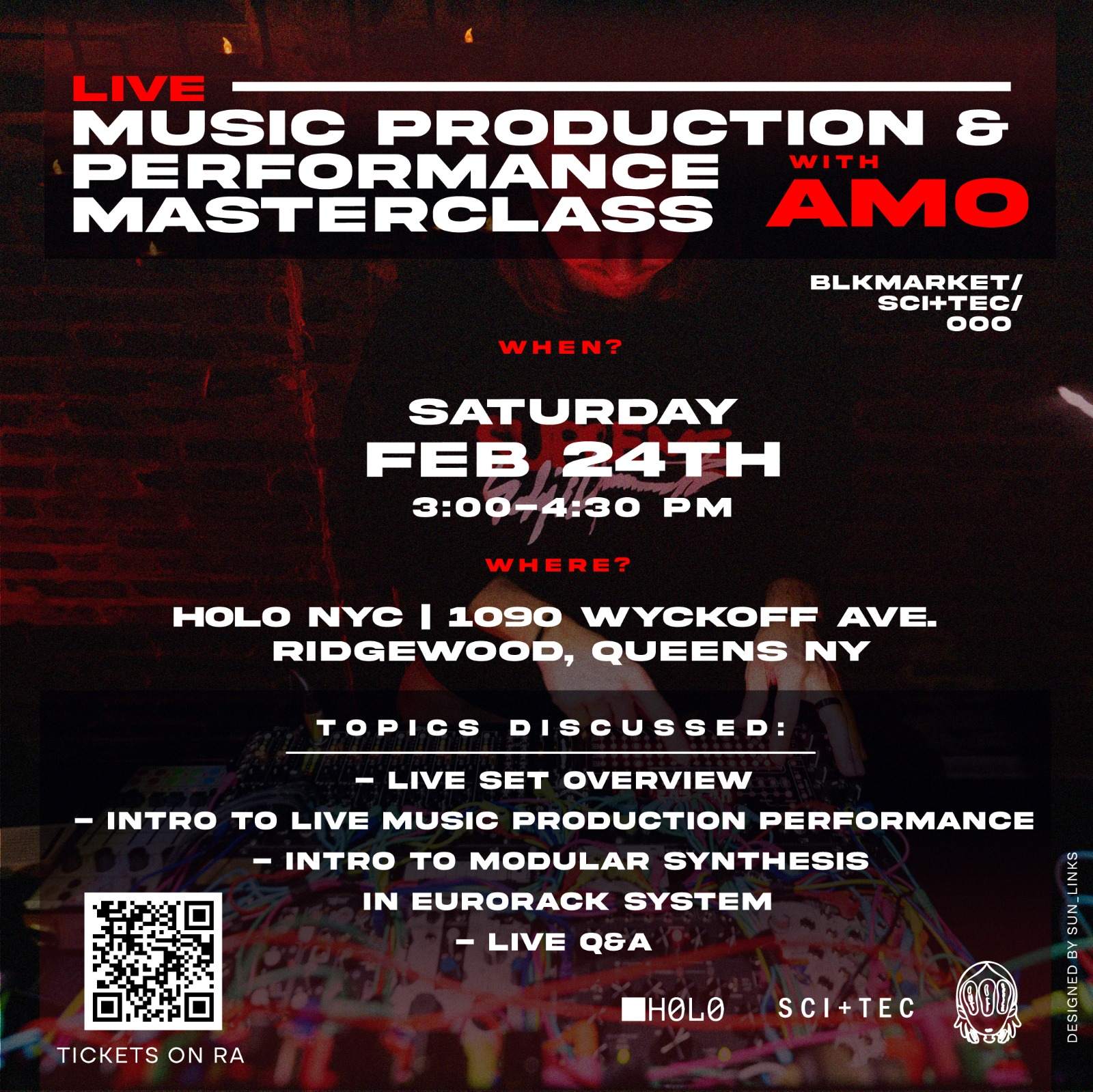Amo (SCI+TEC/BLKMarket) Live Music Production & Performance Masterclass en H0L0, New York · Tickets