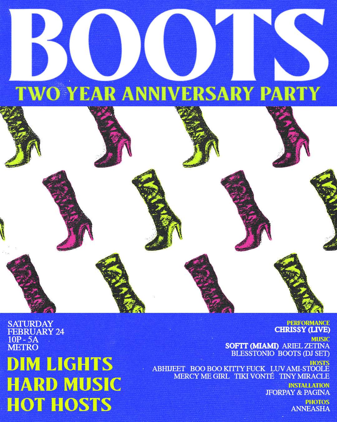 BOOTS TWO YEAR ANNIVERSARY PARTY at Metro, Chicago