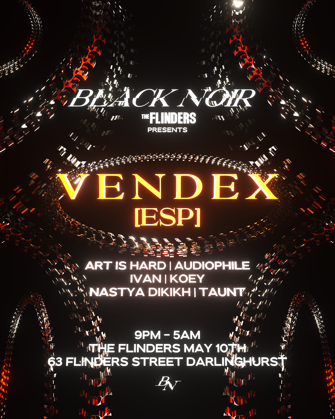 BLACK NOIR presents: Vendex [ESP] at The Flinders, Sydney