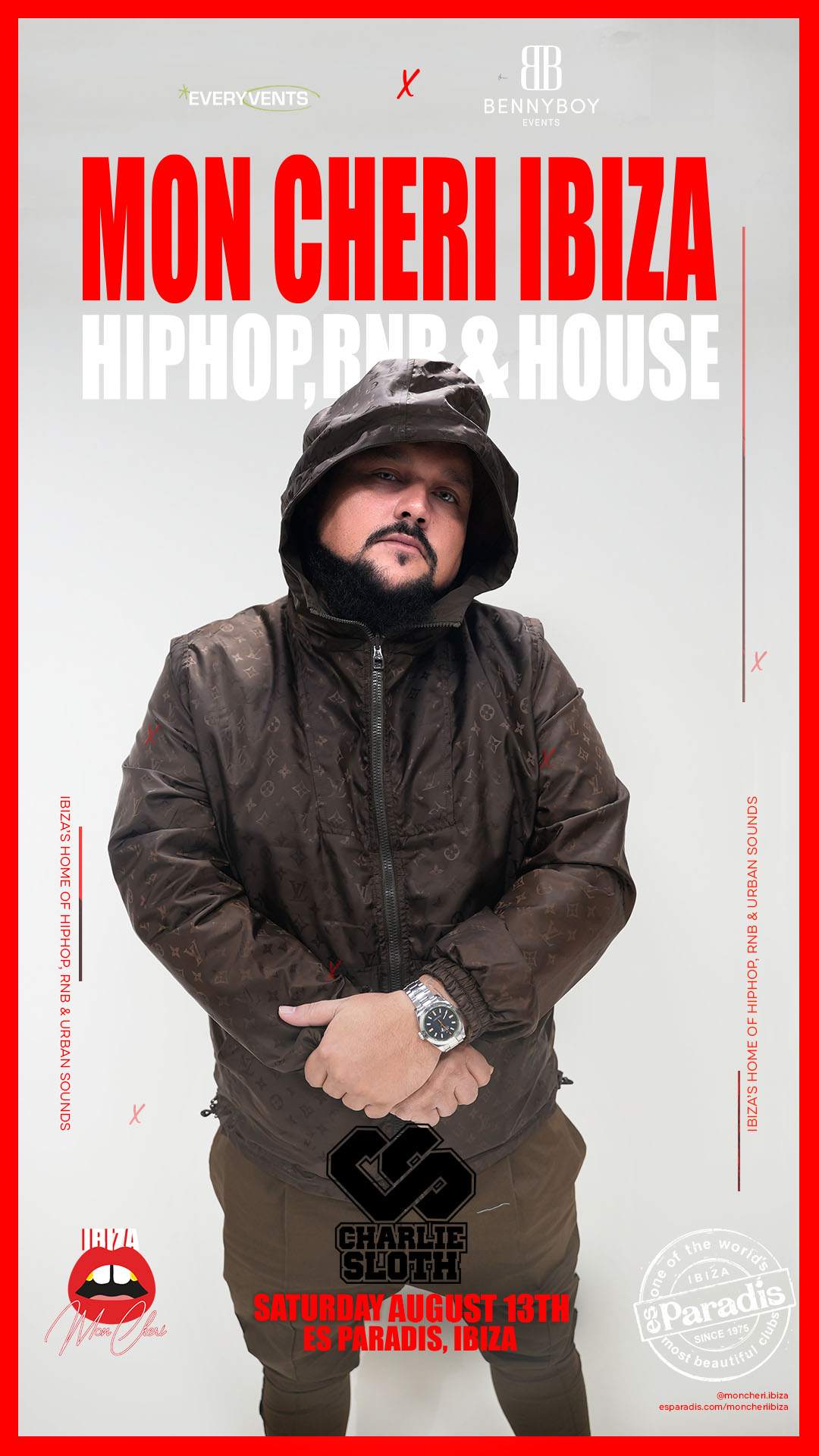 Mon Cheri Ibiza Charlie Sloth at Es Paradis, Ibiza