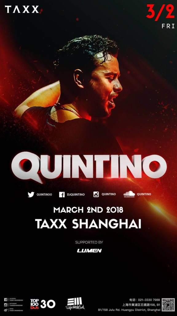 Taxx presents Quintino DJ Mag's at Taxx, Shanghai