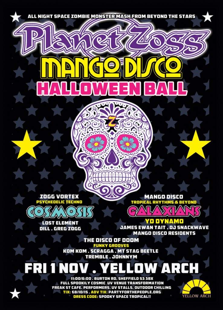 Planet Zogg & Mango Disco Halloween Ball bei Yellow Arch Studios, Sheffield