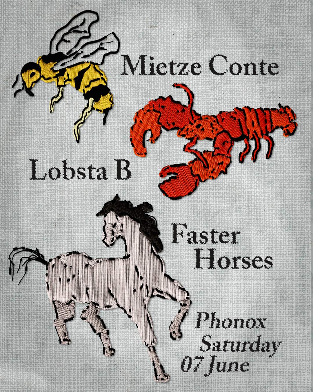 Mietze Conte, Faster Horses, Lobsta B at Phonox, London