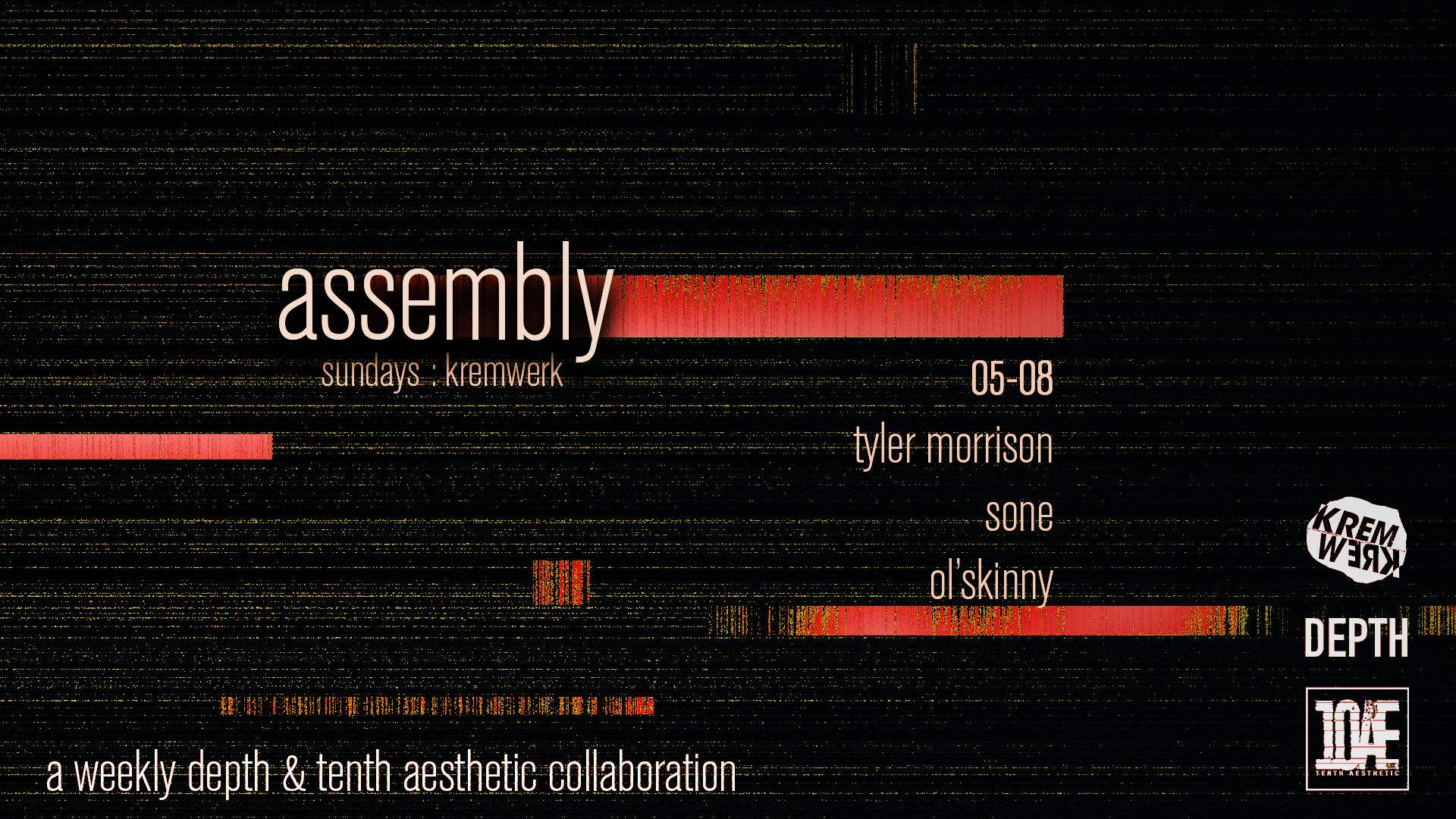 Assembly 05/08: Tyler Morrison, Sone, Ol'Skinny en Kremwerk-Timbre Room-Cherry Complex, Seattle