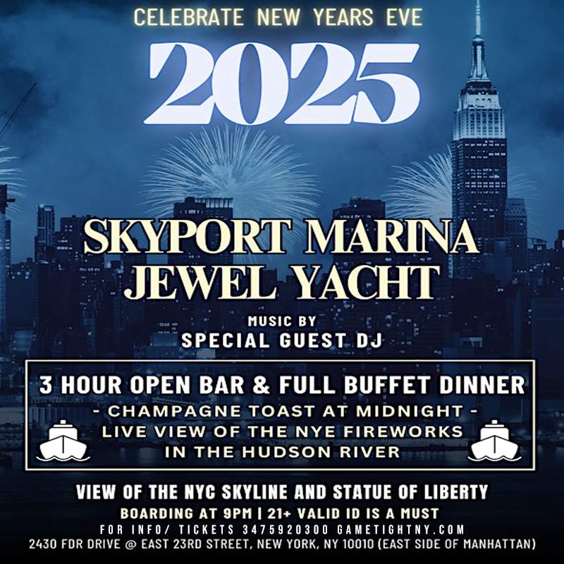 NEW YEARS EVE FIREWORKS, FOOD & OPENBAR CRUISE 2025 at Skyport Marina ...