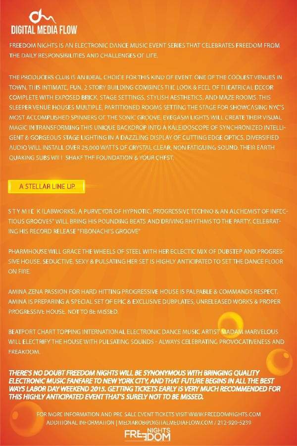 Freedom Nights at Producers Club Crowne Theatre, New York