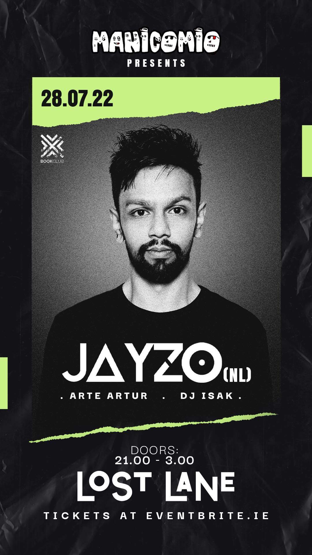 Manicomio and Bookclub presents Jayzo (NL) en Lost Lane, Dublin
