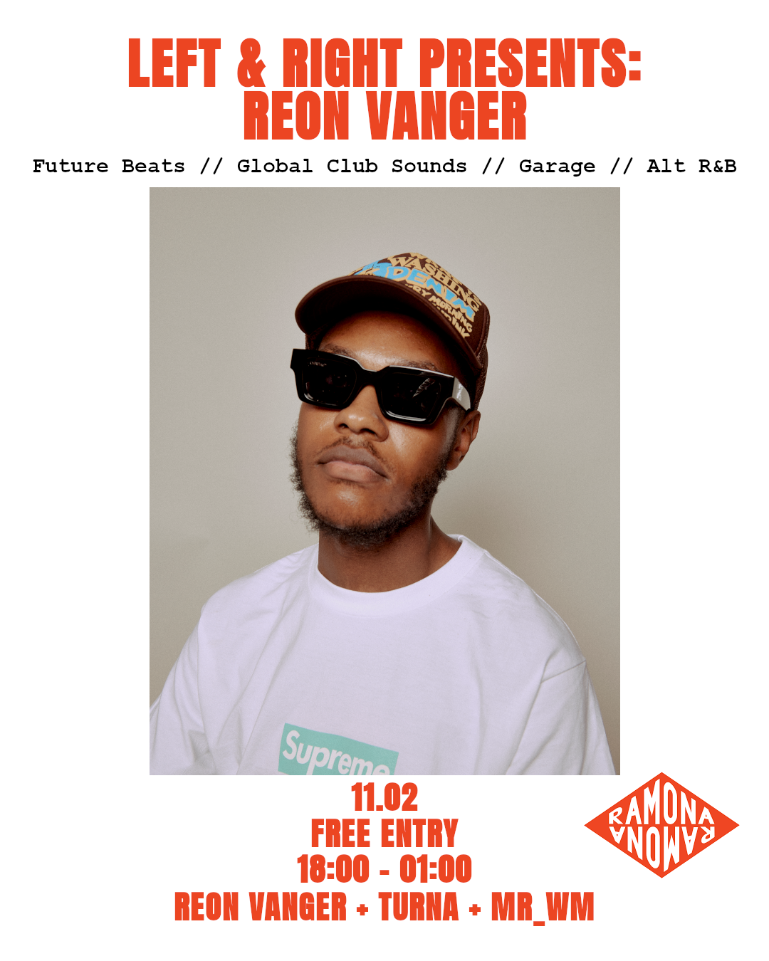 Left & Right presents REON VANGER at Ramona, Manchester