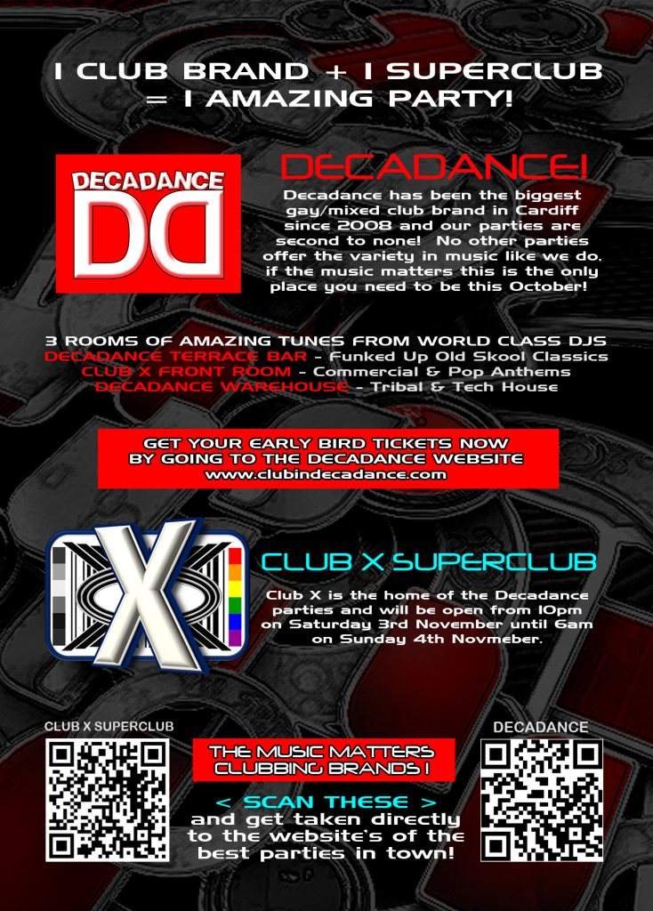 Decadance Halloween/Bonfire Night Special with Zack Hadley en Club X ...