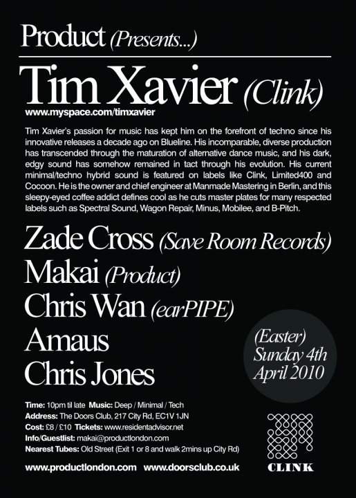 Product 5th Birthday with Tim Xavier at The Doors, London