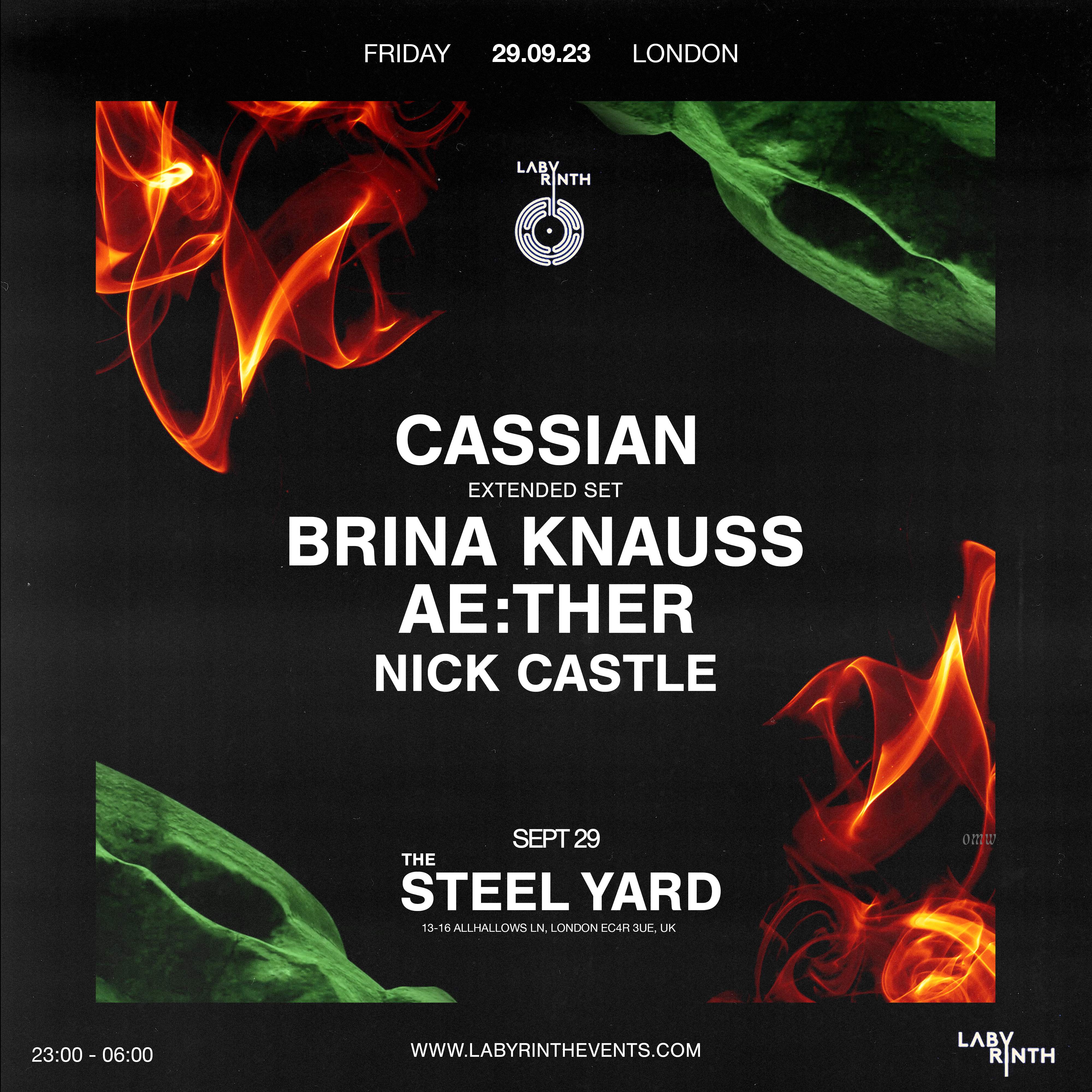 Labyrinth presents: Cassian extended set, Brina Knauss, Ae:ther, Nick Castle bij The Steel Yard ...