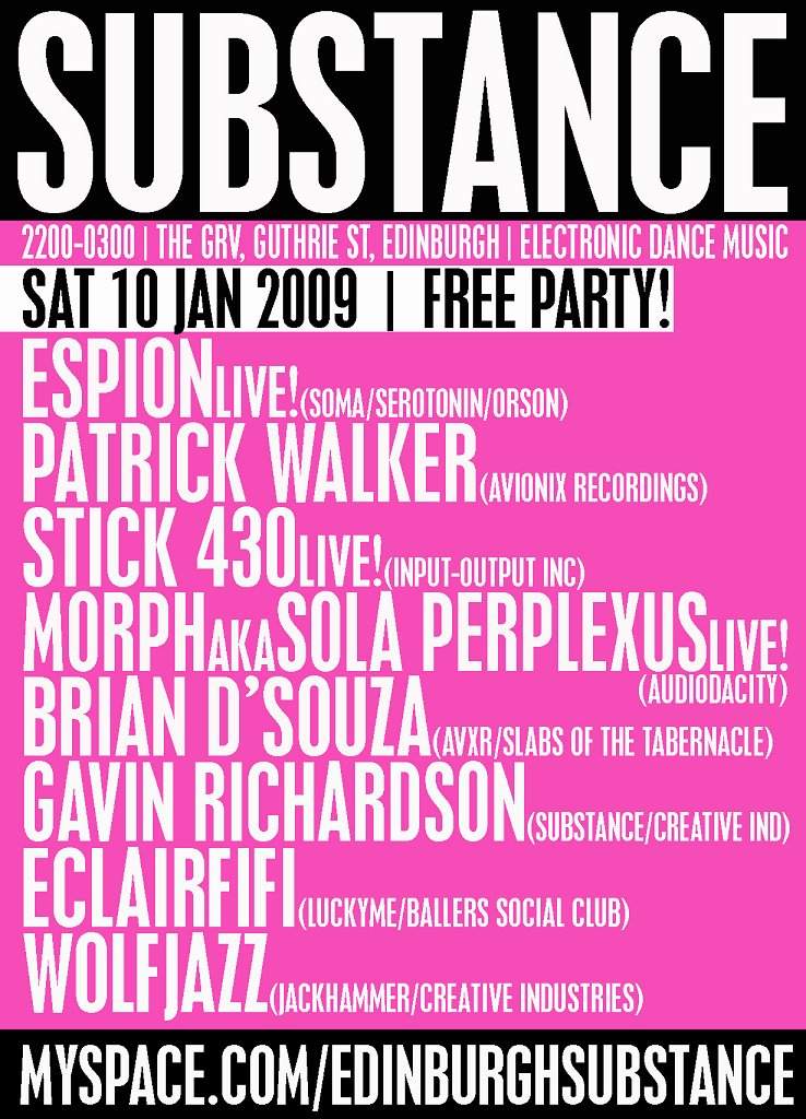 Substance Free Party en The GRV, Edinburgh
