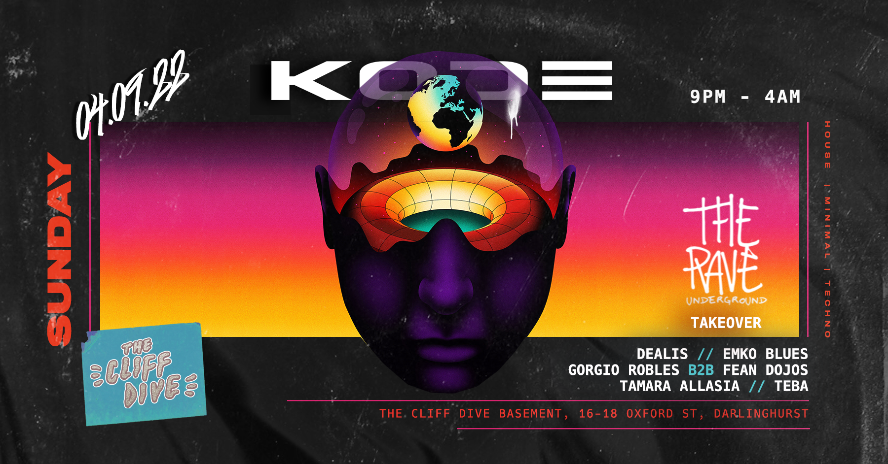 KODE #86 - THE RAVE UNDERGROUND TAKEOVER em The Cliff Dive, Sydney