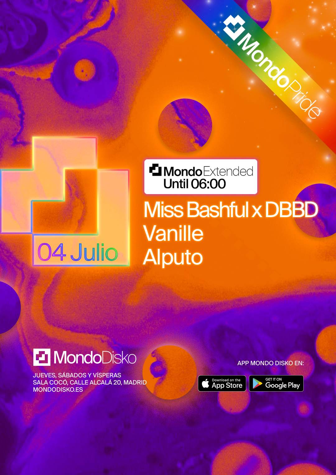 PRIDE: Miss Bashful x DBBD / Vanille / Alputo at Mondo, Madrid