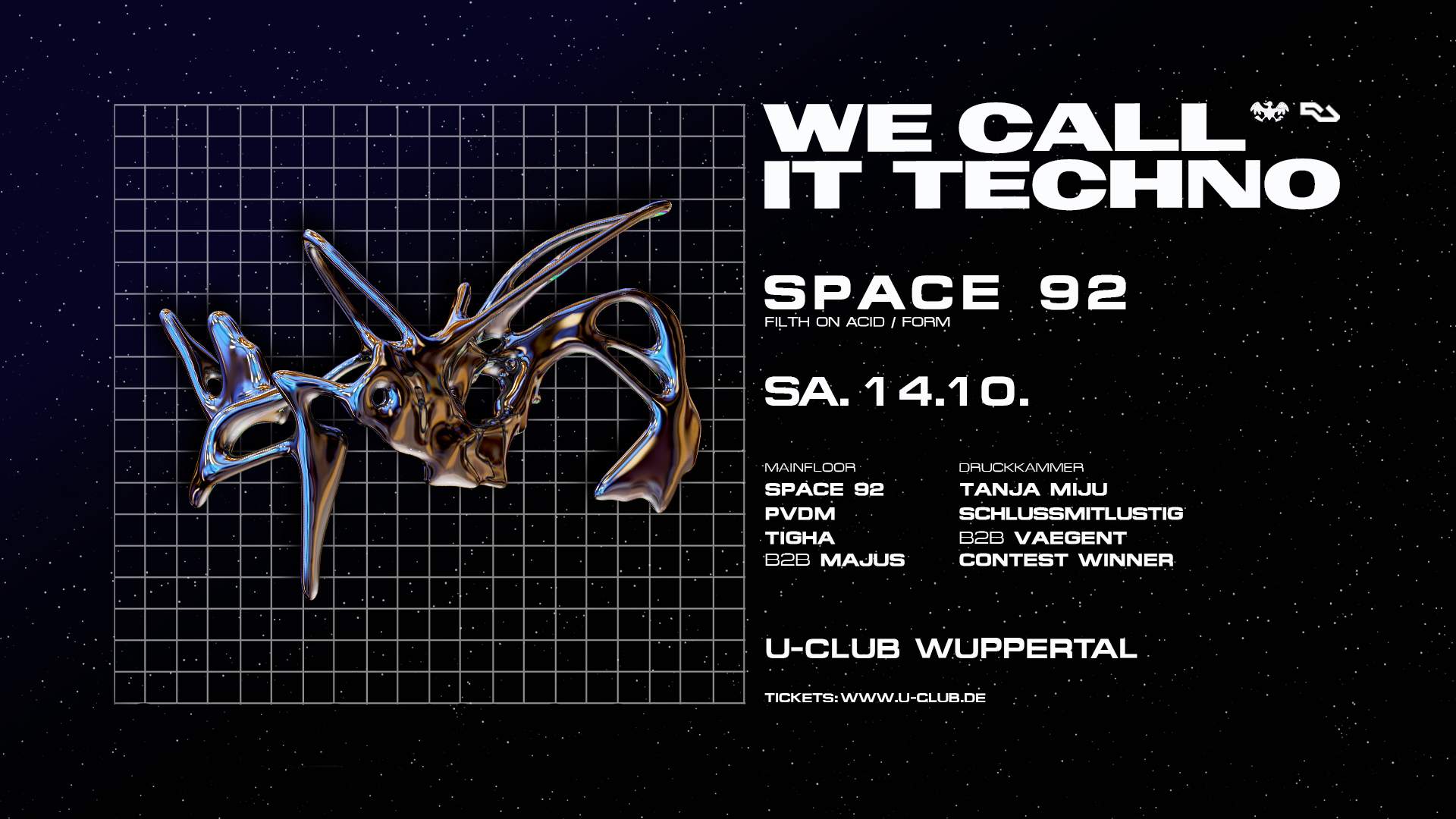 We Call It Techno pres. SPACE 92, TANJA MIJU + many more at U-Club Wuppertal, North Rhine-Westphalia