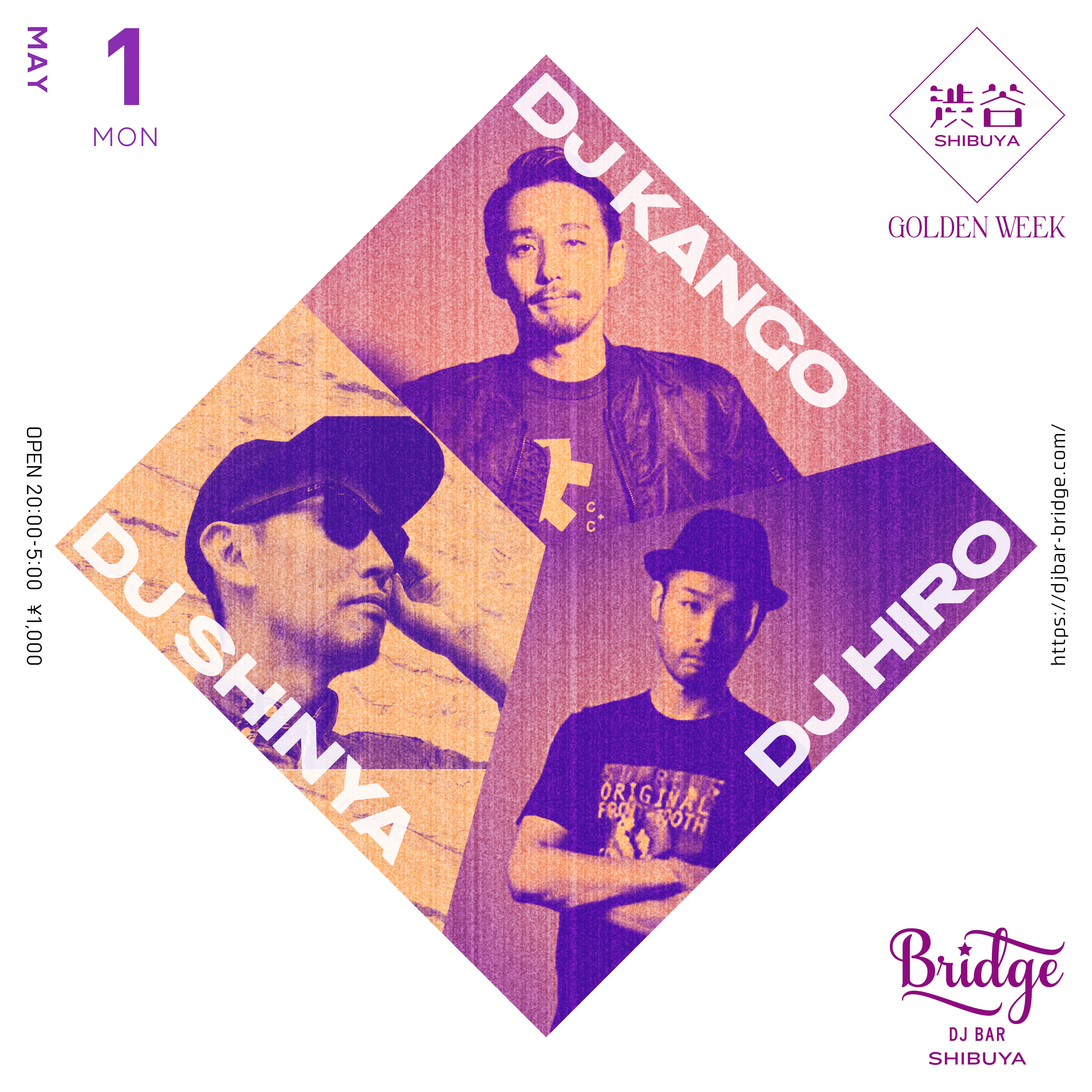 DJ Kango / Shinya / DJ Hiro at DJ Bar Bridge, Tokyo
