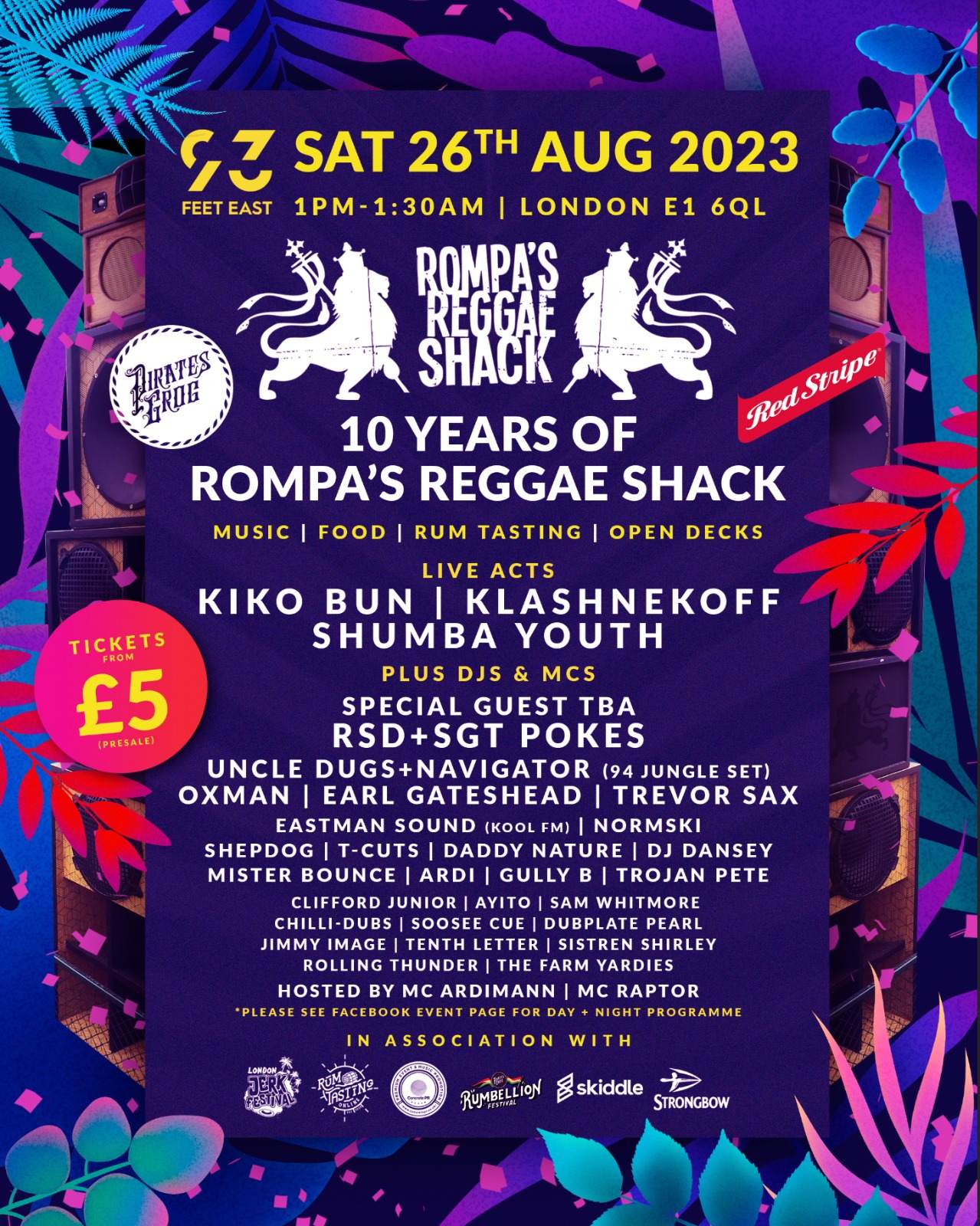10 Years Of Rompa's Reggae Shack Carnival Warm Up Party - Kiko Bun, RSD ...