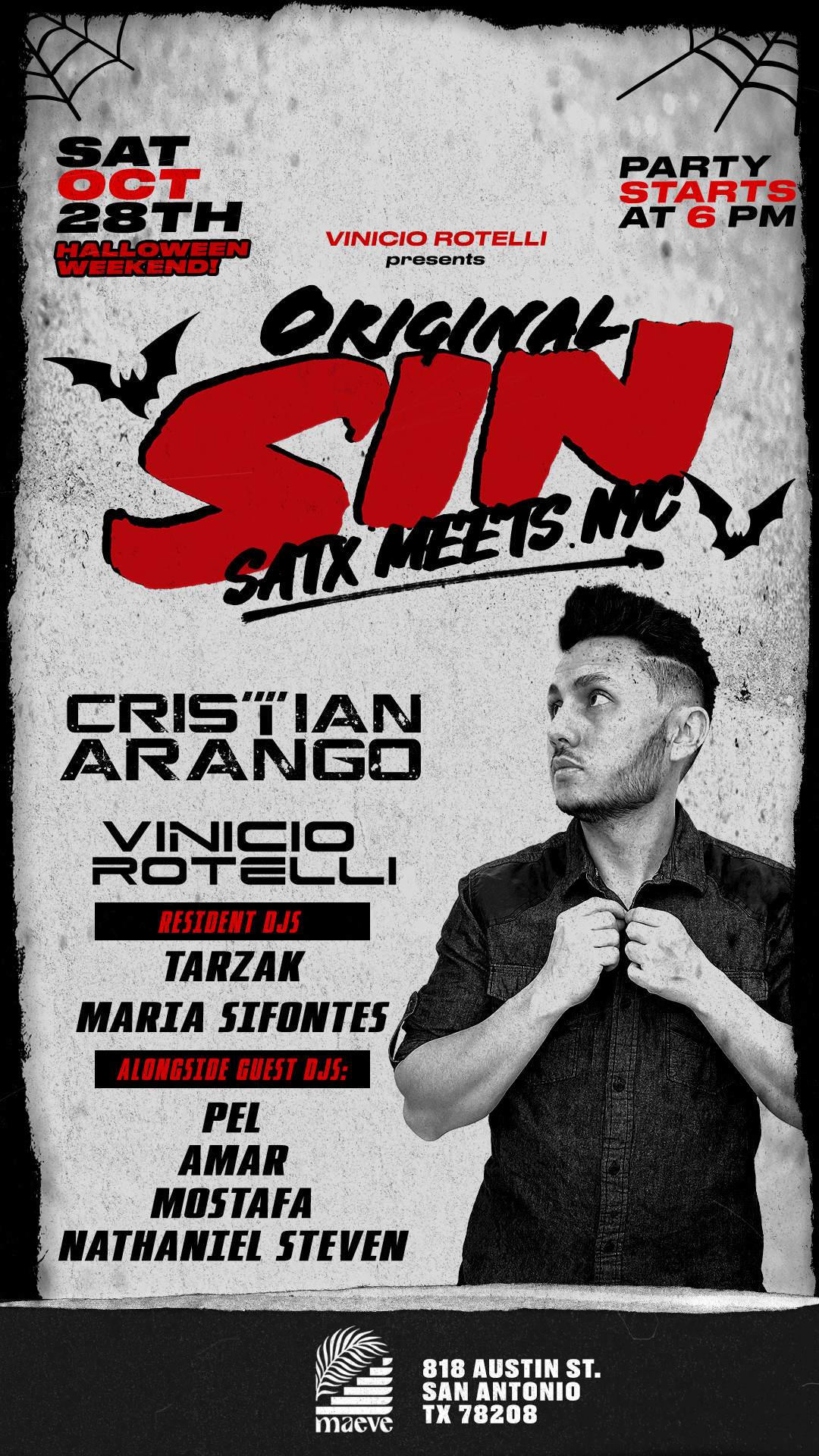 Original Sin Halloween edition feat. Cristian Arango at Maeve Satx, San ...