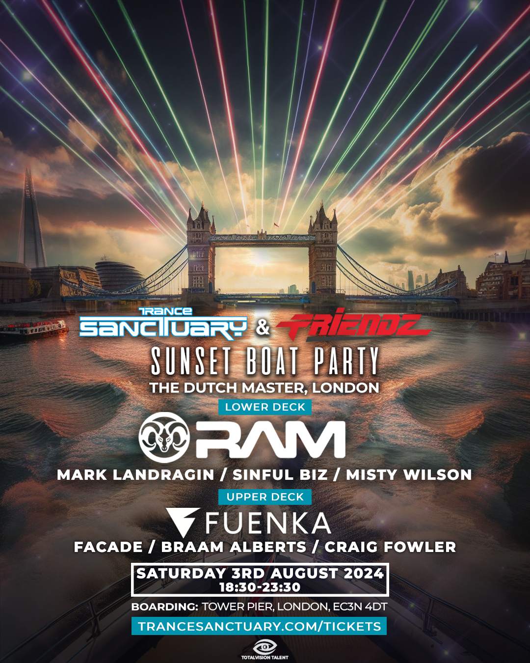 Trance Sanctuary & Friendz Sunset Boat Party at The Dutch Master, London