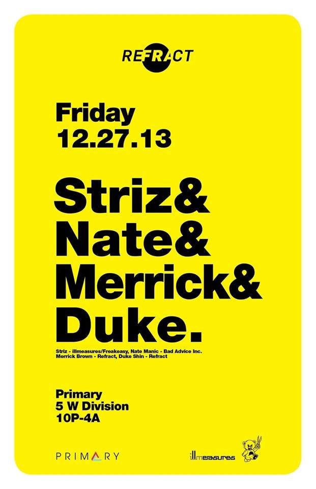 Refract: Striz, Nate Manic, Merrick Brown & More bij Primary, Chicago