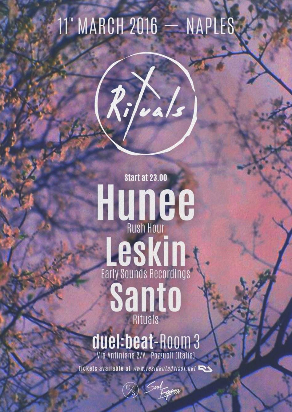 Rituals with Hunee, Leskin and Santo bei Duel Club, Neapel