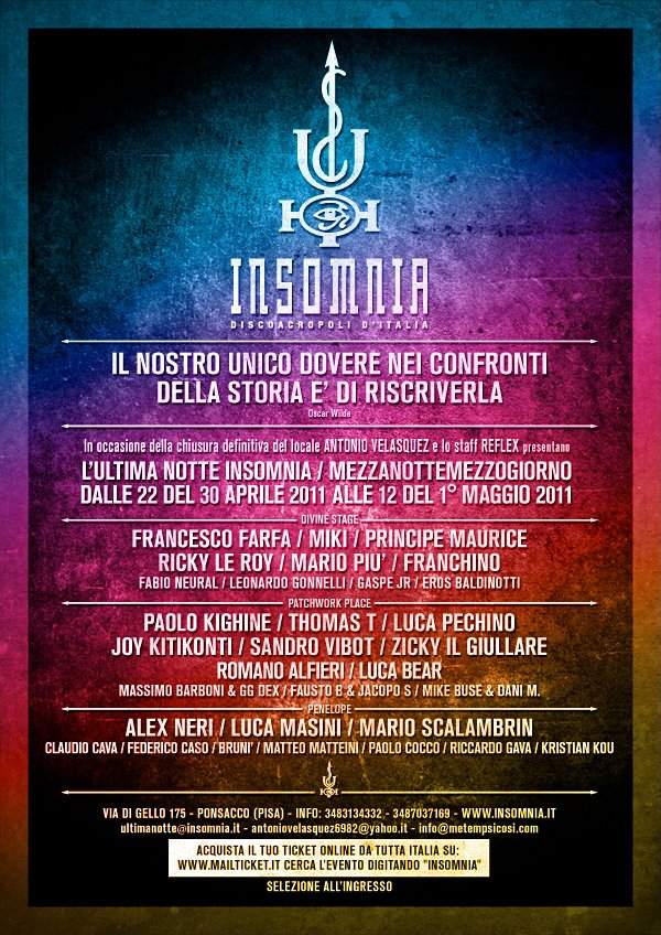 Insomnia - Chiusura Definitiva en Insomnia - Discoacropoli D'Italia, Centro