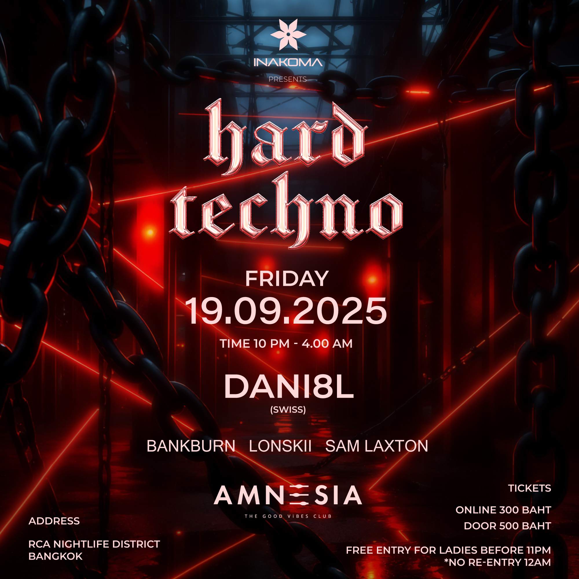 Bangkok's leading Peak time & Hard Techno this Friday at Amnesia, Bangkok
