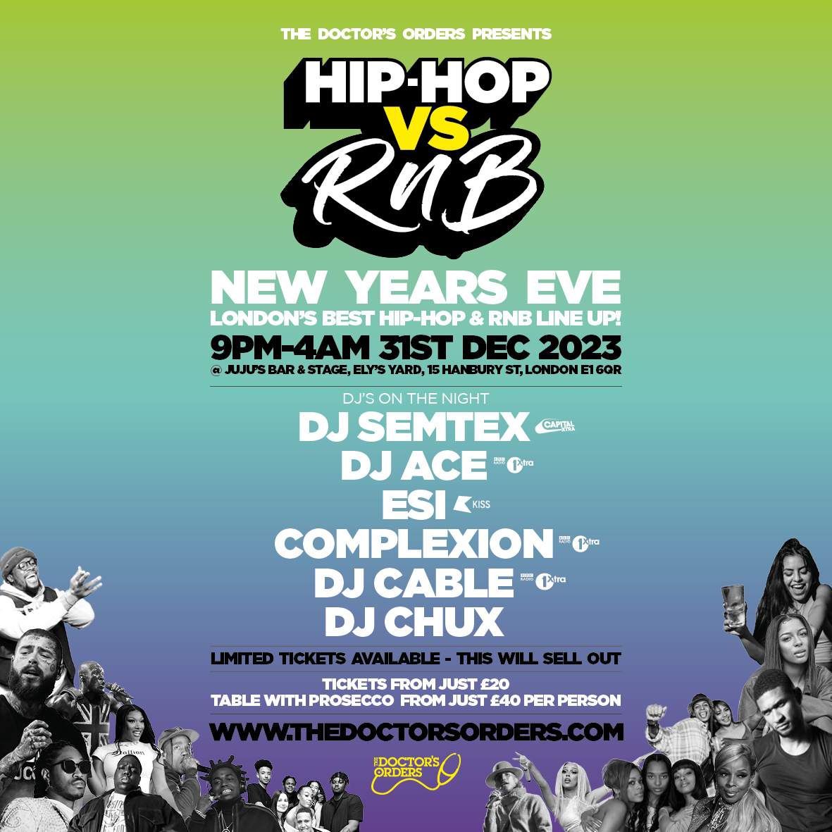 Hip-Hop v RnB - New Year's Eve en Juju's Bar & Stage, London