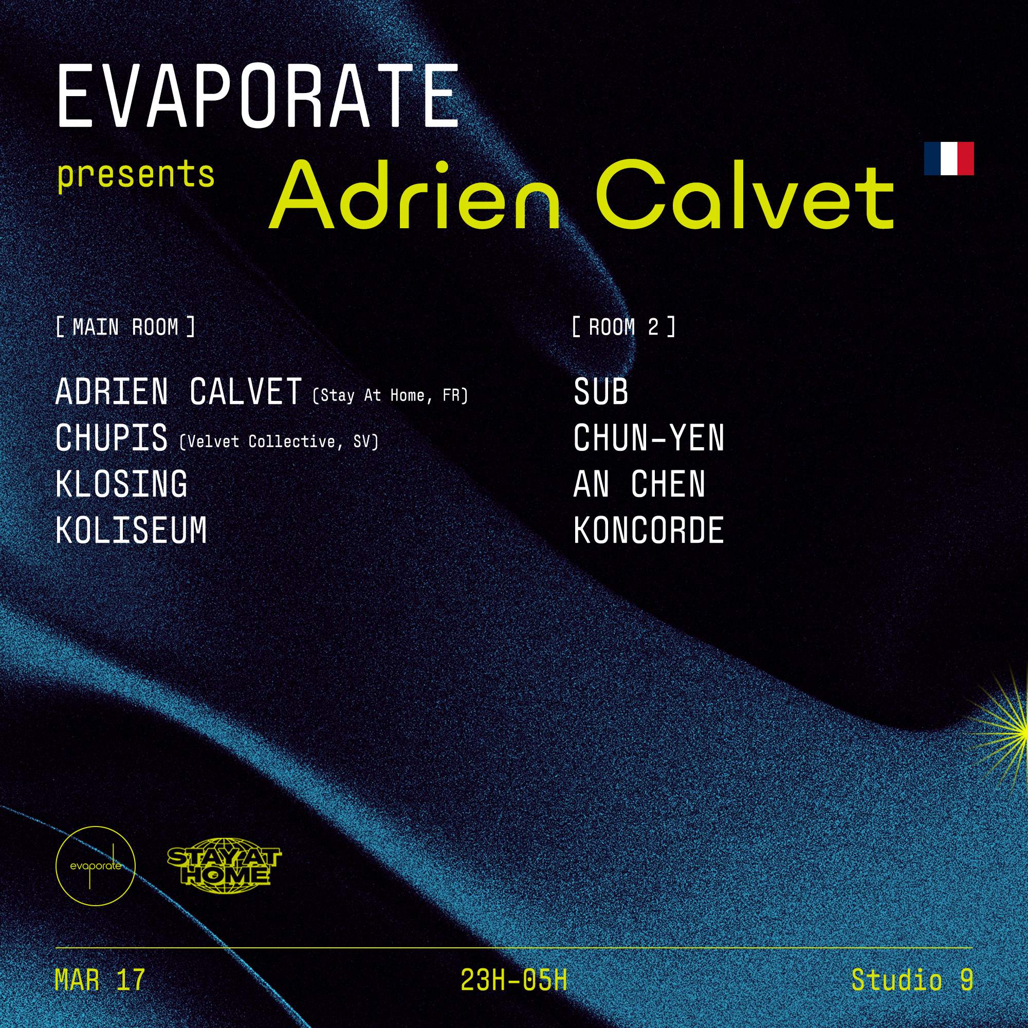 Evaporate presents: Adrien Calvet (Stay at Home, FR) em Studio 9, Taipei