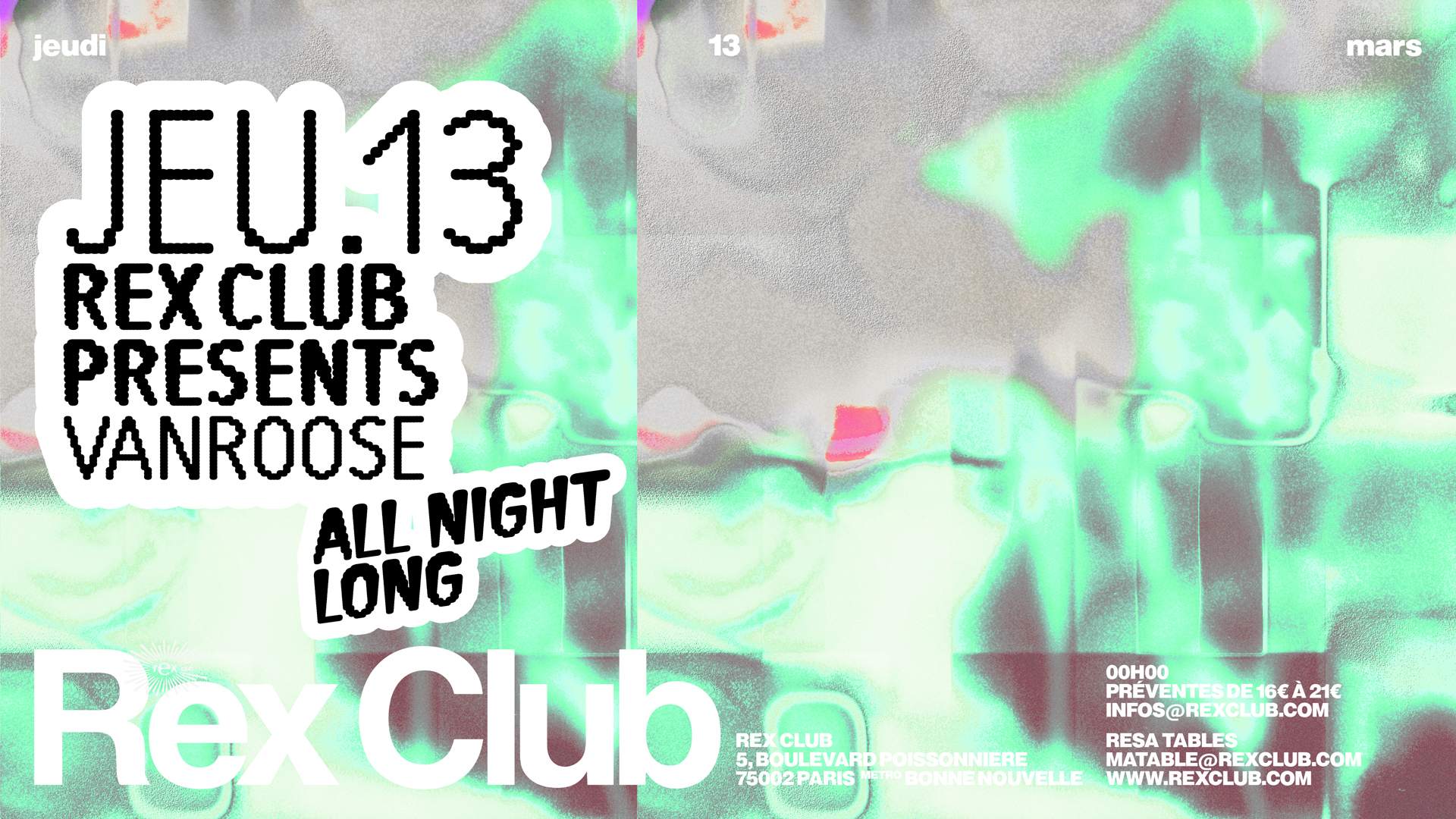 Rex Club presents: Vanroose all night long at Rex Club, Paris