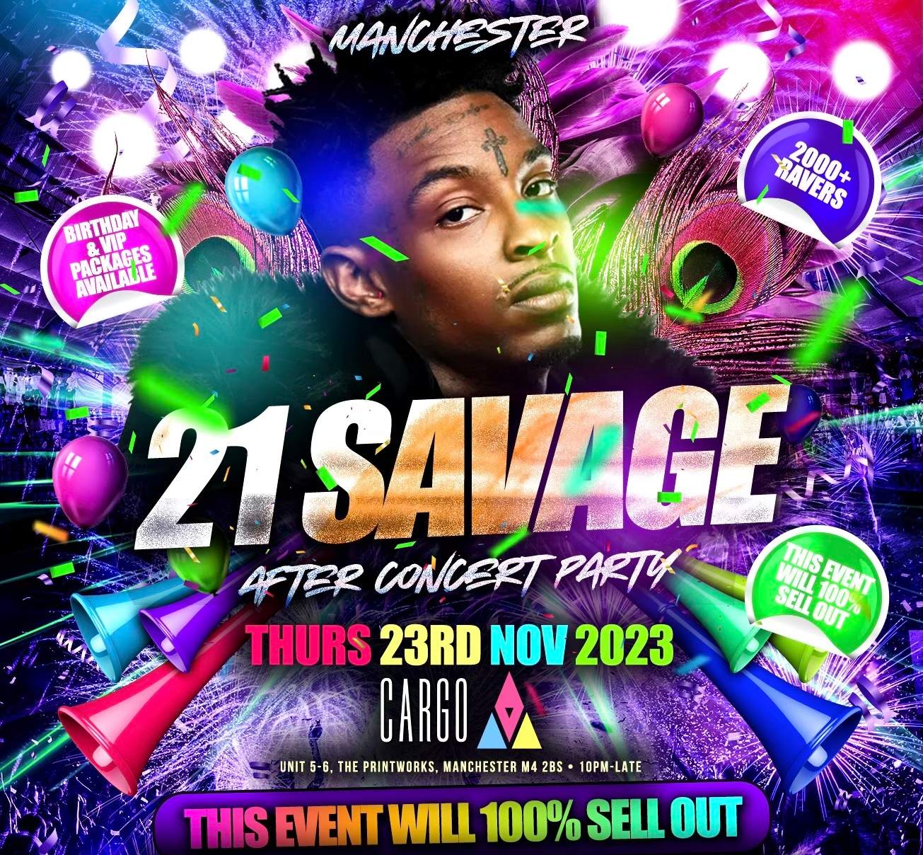 21 Savage Concert After Party at Cargo, Manchester