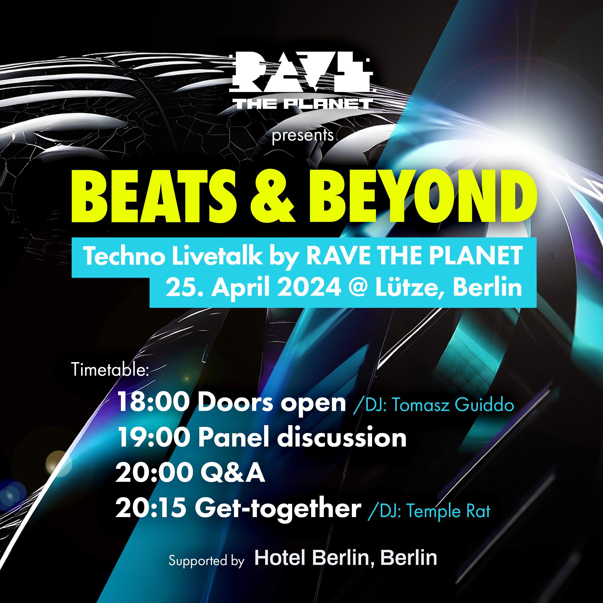 Parade FAQ-Day 2024: BEATS & BEYOND #4 - Techno Livetalk by Rave The Planet at Luetze, Berlin