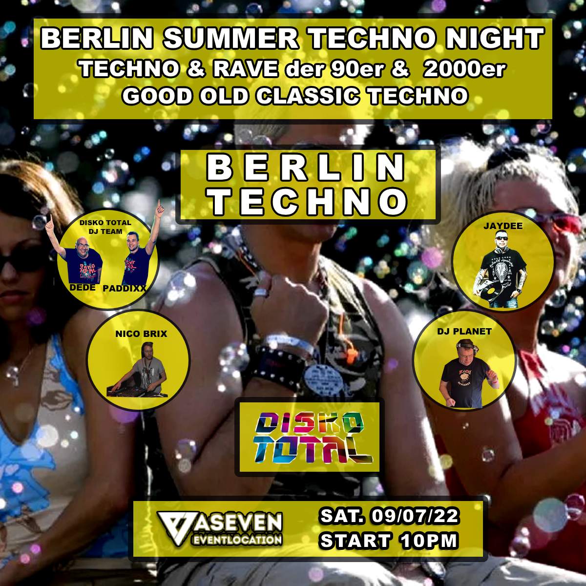 BERLIN TECHNO meets DISKO TOTAL ★ 90er, 2000er, RAVE, TECHNO ★ bij ASeven, Berlijn