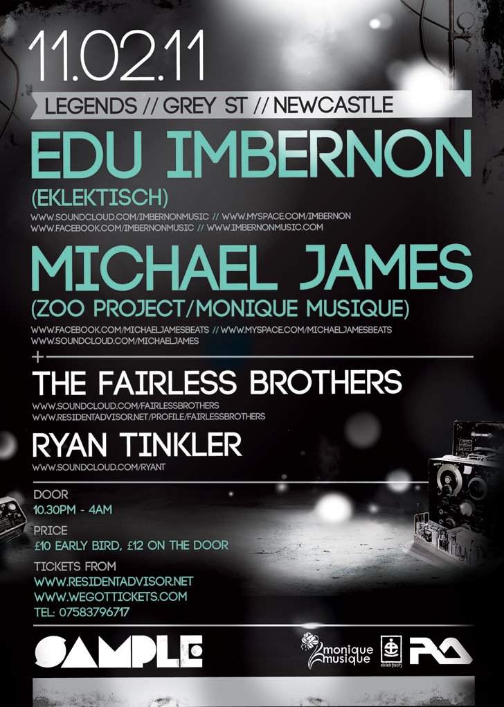 Sample Pres Edu Imbernon & Michael James em Legends, Newcastle