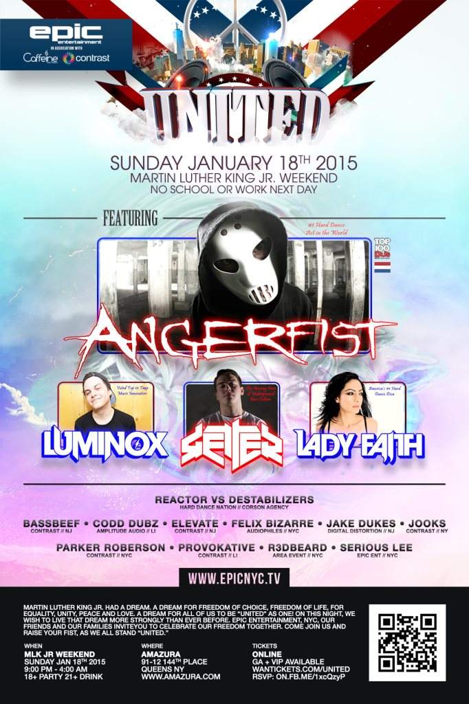 United with Angerfist, Luminox, Getter em Amazura Concert Hall, New York City