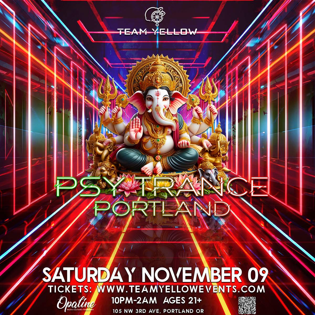 Team Yellow: Psytrance Portland at Opaline, Portland