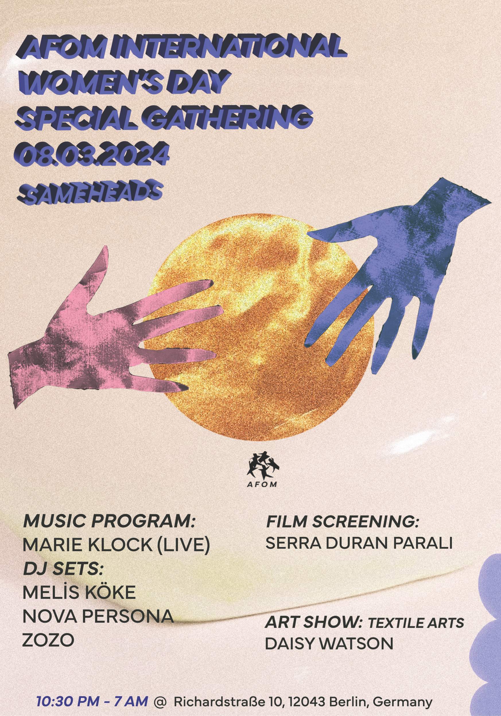 AFOM presents Marie Klock LIVE, Melis Köke, Nova Persona, Zozo at ...