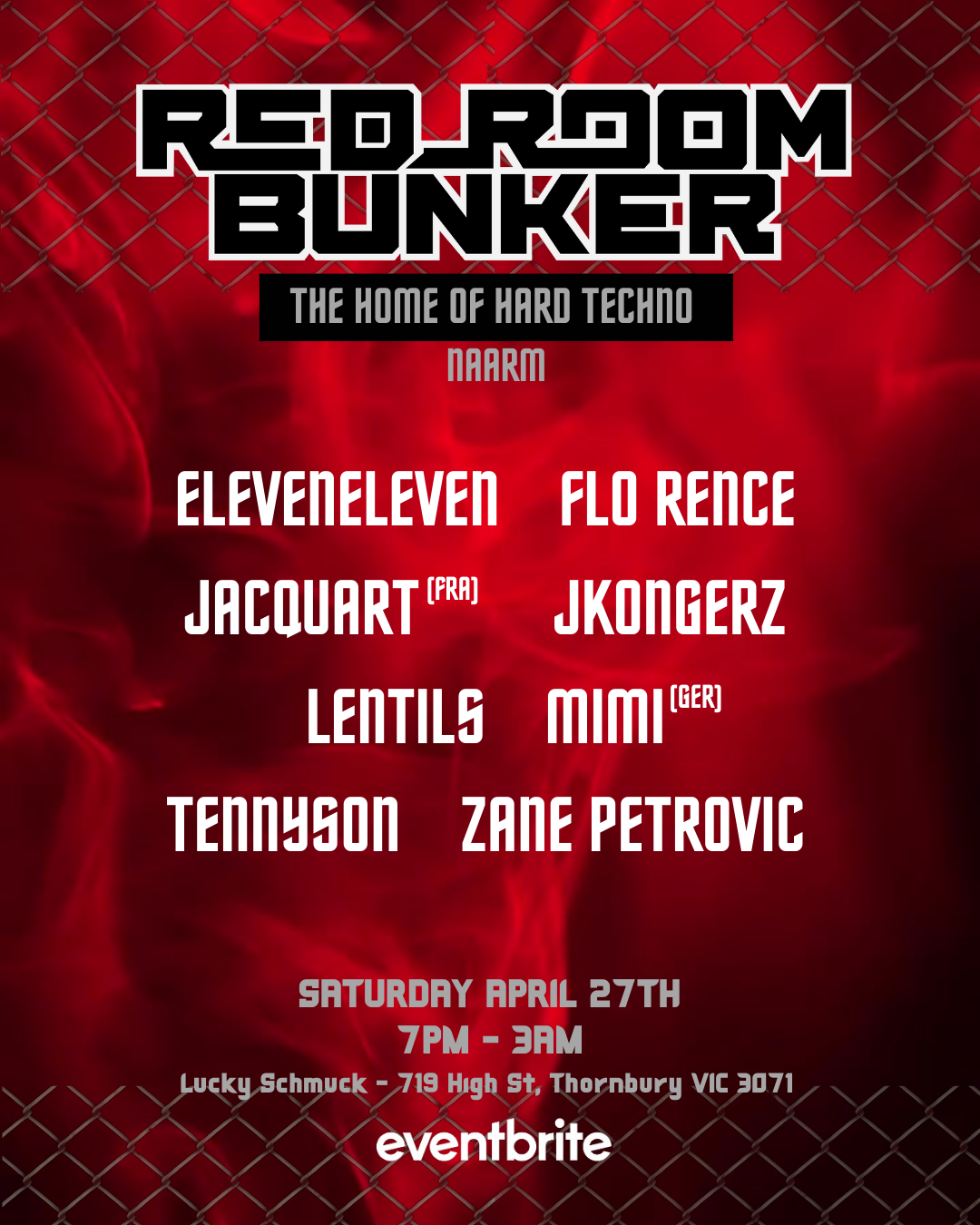 THE RED ROOM BUNKER at TBA - lucky schmuck, Melbourne