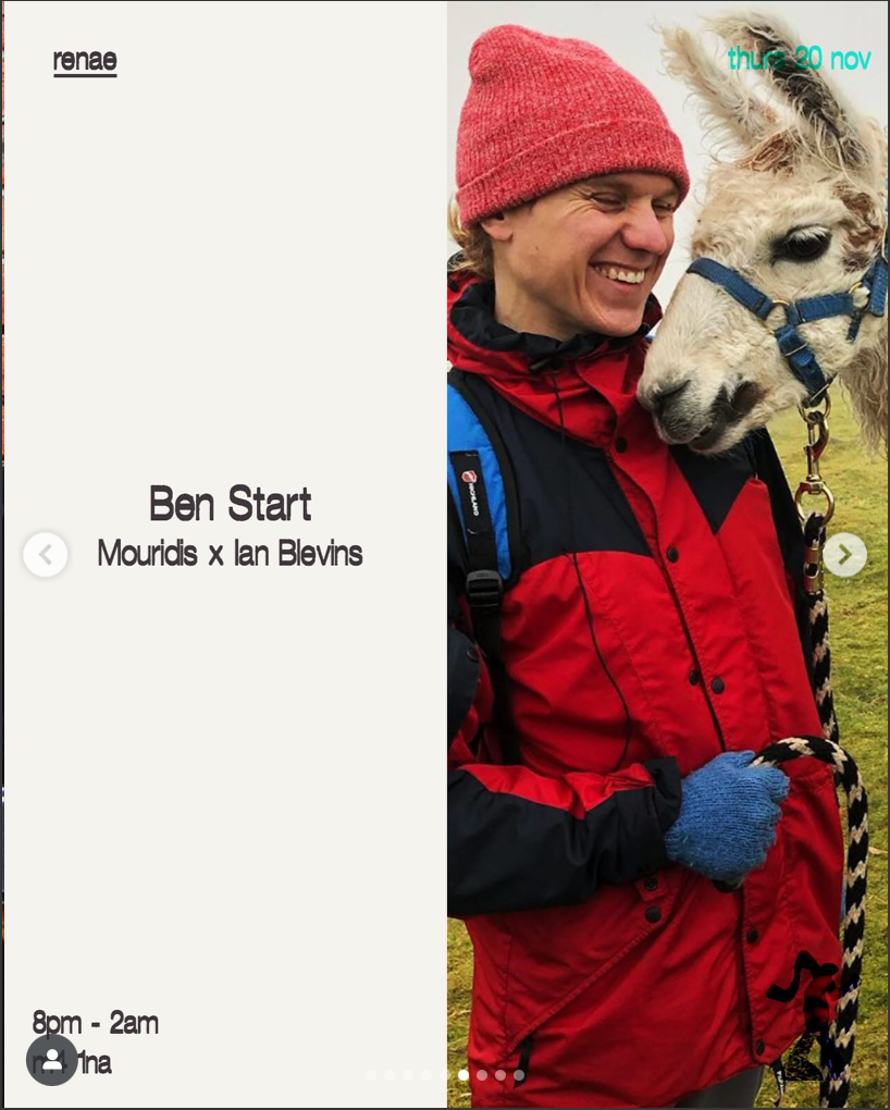 renae: Ben Start & Ian Blevins & Mouridis at renae, Manchester