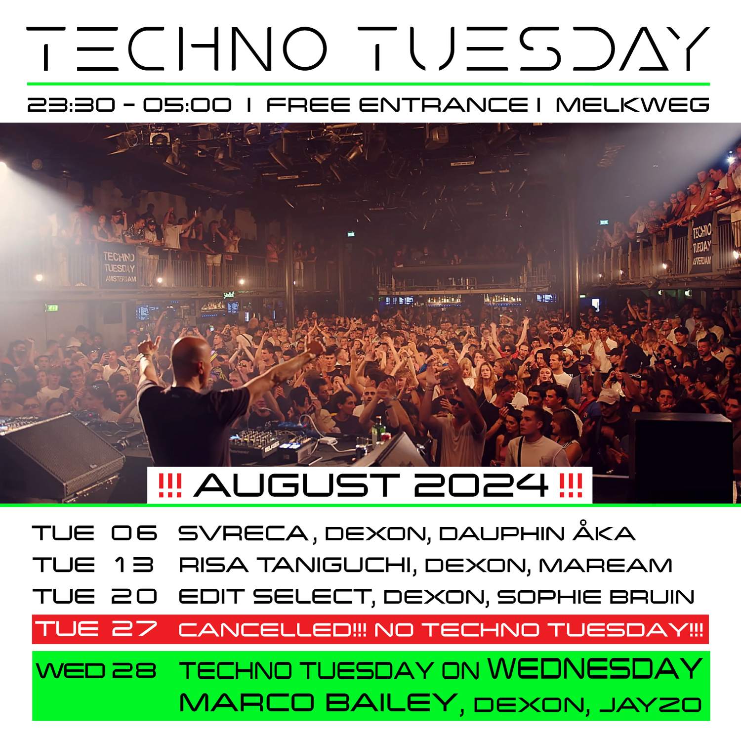 Techno Tuesday Amsterdam, Svreca, Dexon, Dauphin Åka at Melkweg, Amsterdam