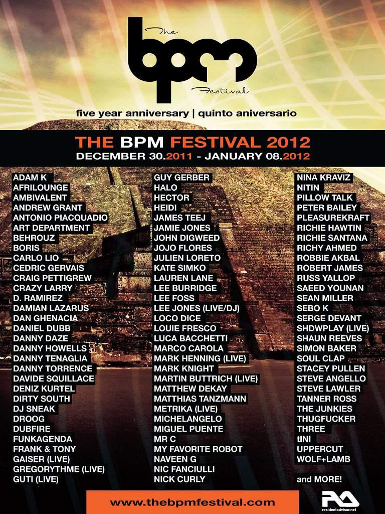 The Bpm Festival: Phase One Artist Line-Up at Playa del Carmen ...