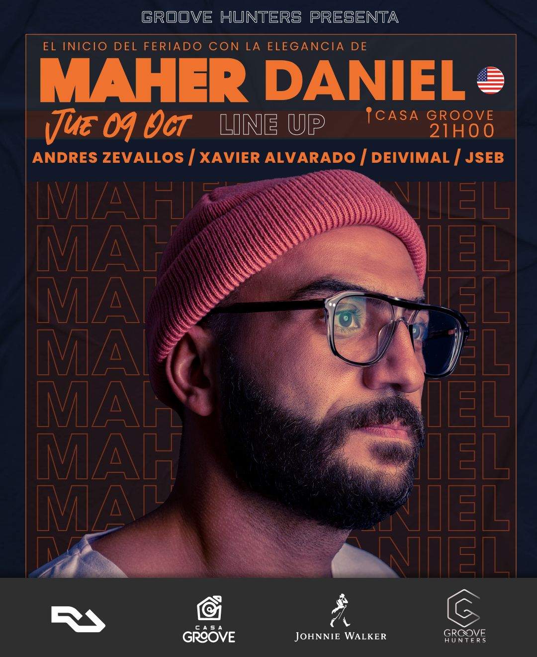 Groove Hunters presenta Maher Daniel ( USA) at TBA - Casa Groove, Ecuador