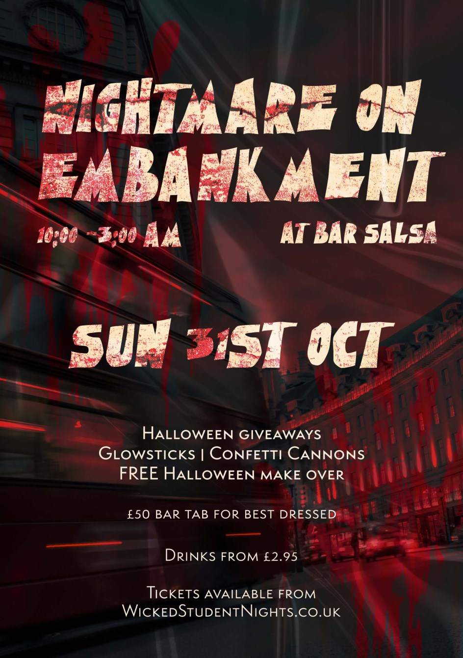 Nightmare ON Embankment - Halloween Party at Bar Salsa / £2.95 Drink ...