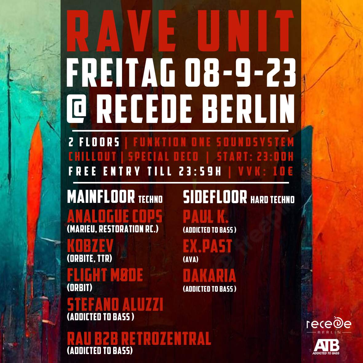 Rave Unit - Free Entry till 24:00 bij Recede Club Berlin, Berlijn