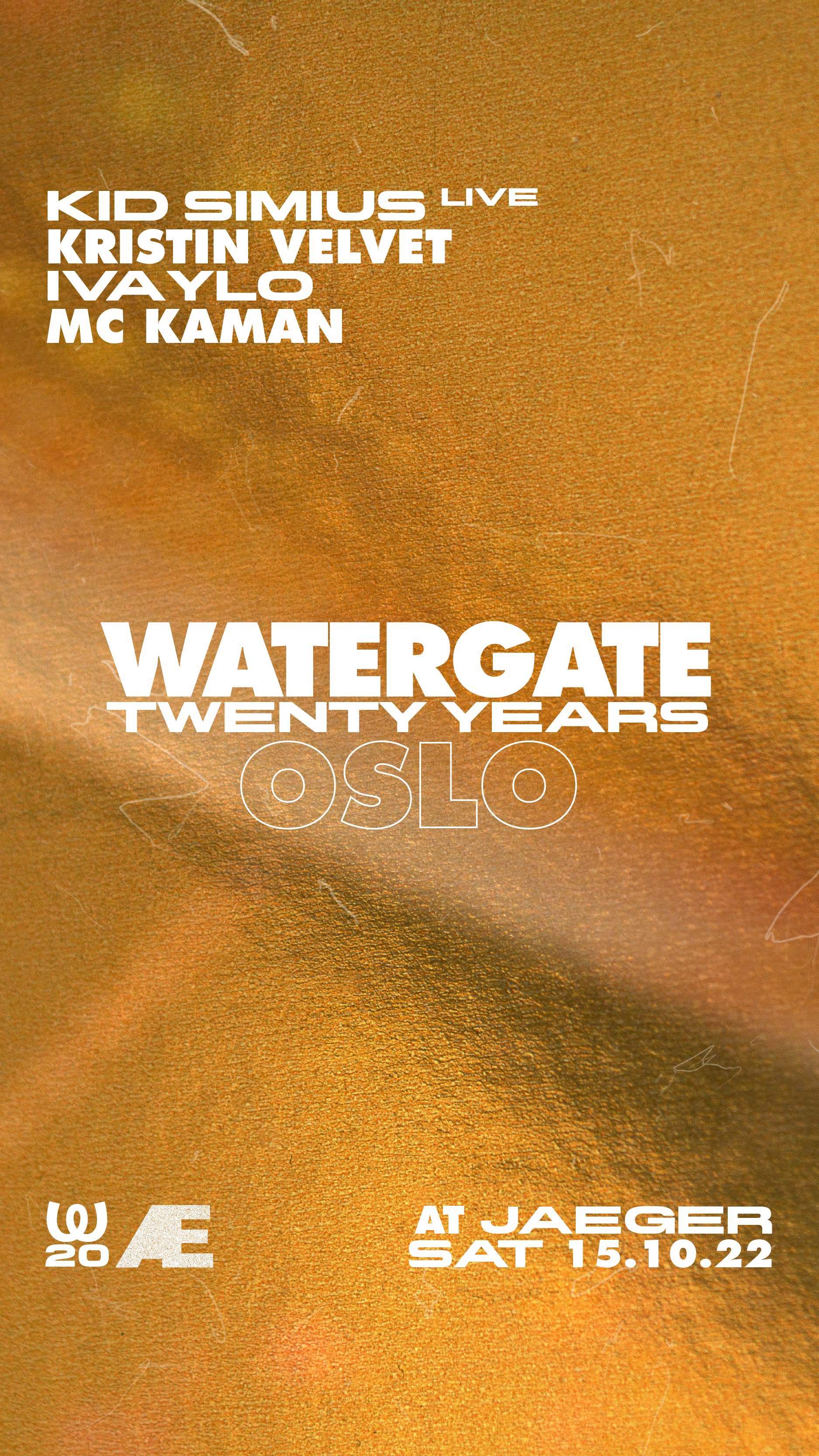 20 years of Watergate: Kid Simius (live) + Kristin Velvet at Jaeger, Oslo