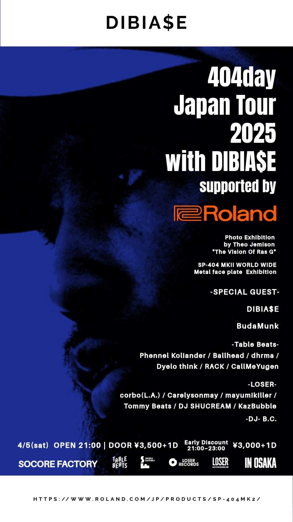 404day Japan Tour with DIBIA$E in OSAKA supported by Roland at Socore Factory, Osaka